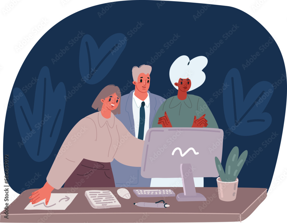 Cartoon vector illustration of Business Financial advisor working and ...