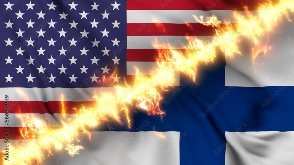 Illustration of a waving flag of Finland and the United States ...