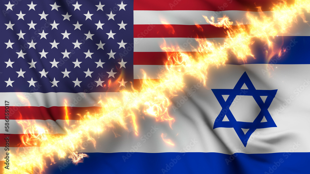 Illustration of a waving flag of Israel and the United States separated ...
