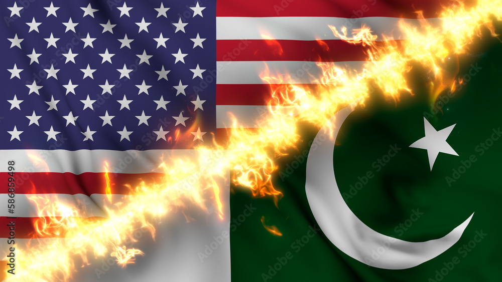 Illustration of a waving flag of Pakistan and the United States ...