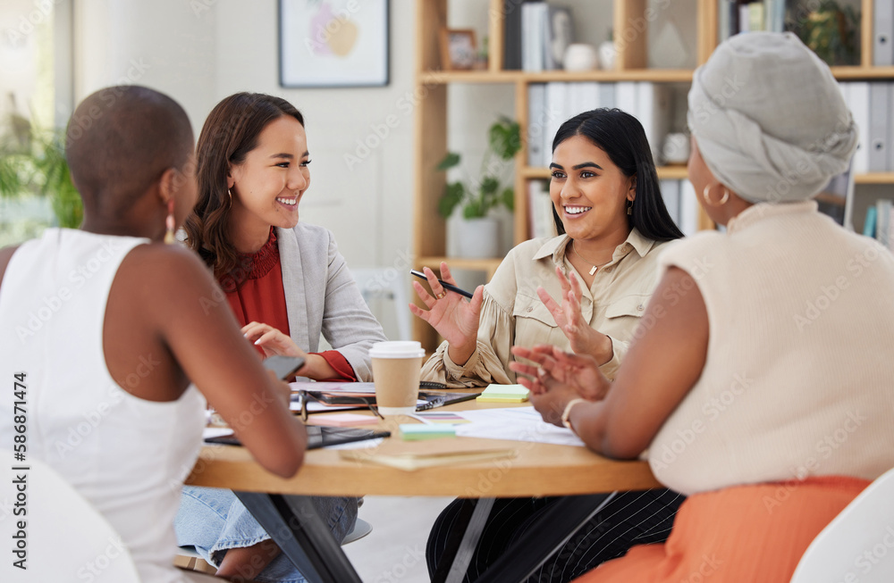 Business women, meeting and discussion in office, brainstorming or ...