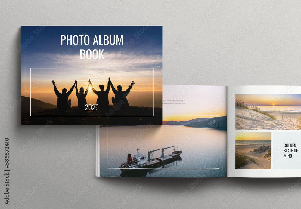 Photo Album Book Template Landscape Stock Template | Adobe Stock