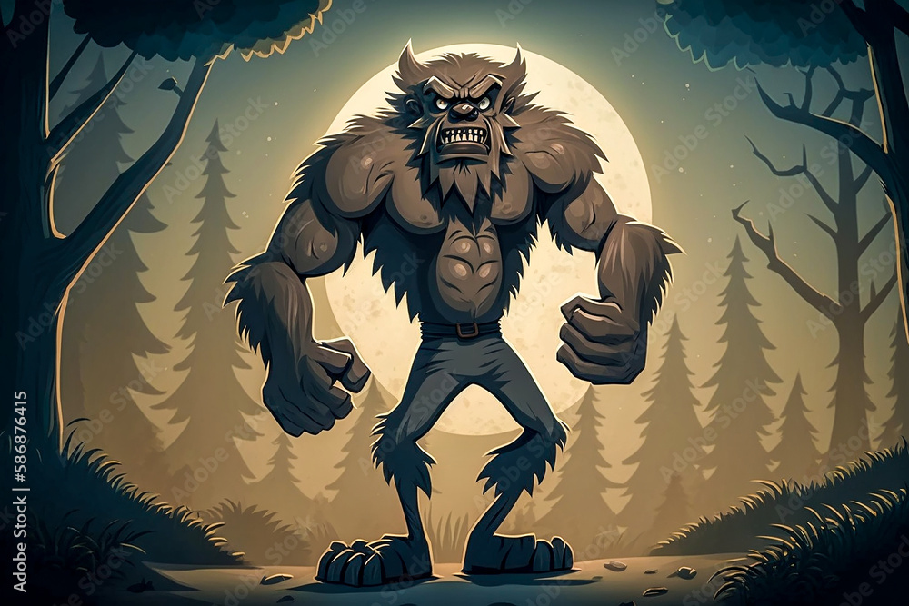 Cartoon Werewolf. Generative AI. A digital painting of a cartoon ...