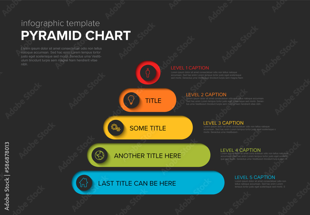 Pyramid dark chart infographic diagram template Stock Template | Adobe Stock