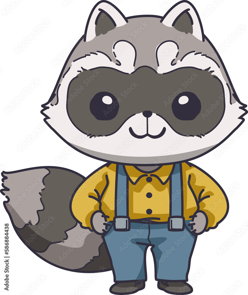 Cute design element cartoon, cartoon illustration of cute raccoon is ...