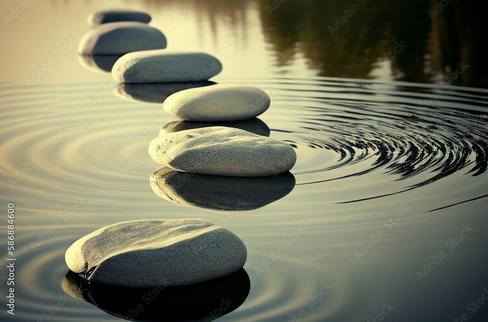 Zen stones with lines on natural background, spa calmness and purity ...