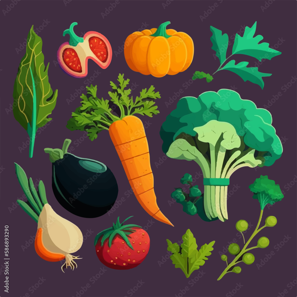 Realistic vector collection of vegetables with a lifelike appearance ...