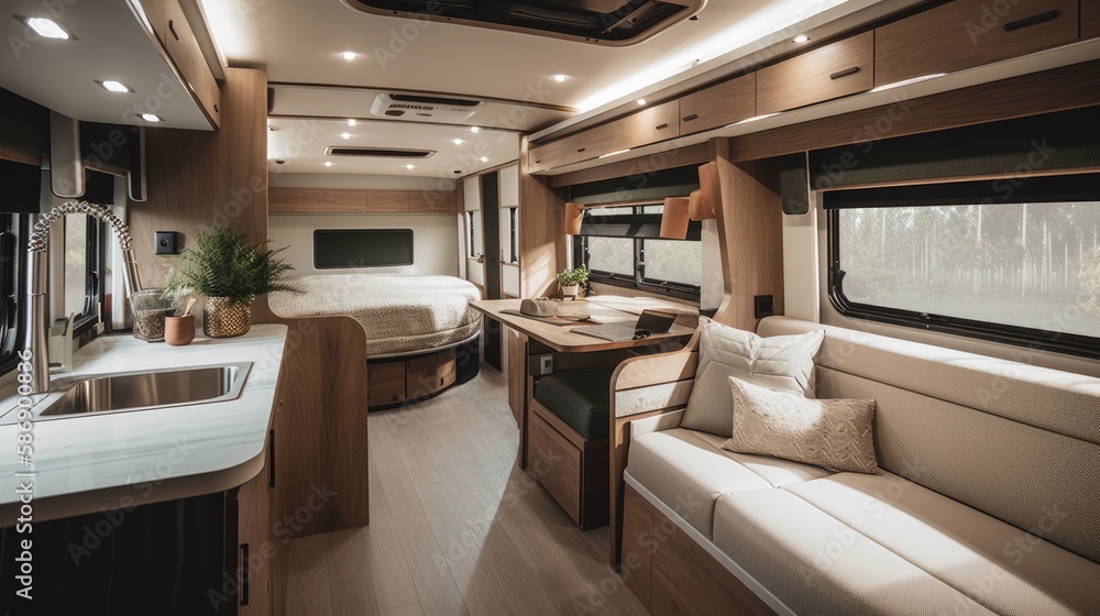RV Showcasing Opulent Interior Design: Premium Features, Sleek Lines ...