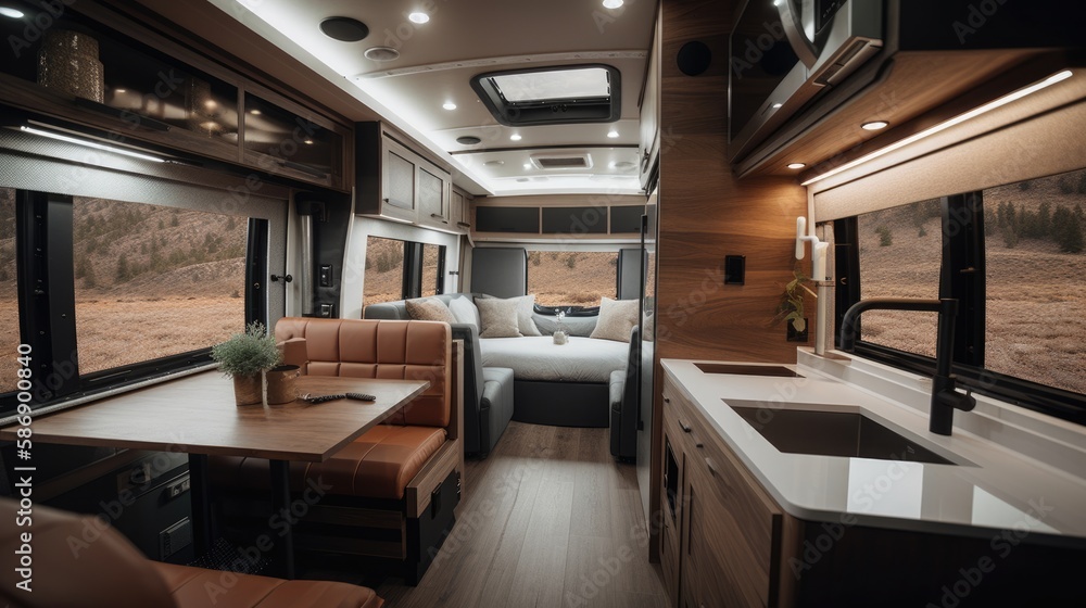 RV Showcasing Opulent Interior Design: Premium Features, Sleek Lines ...