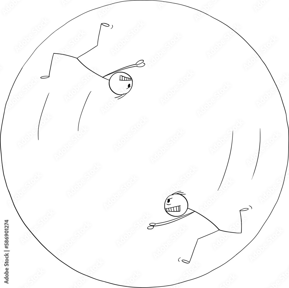 Two Angry Persons Running in Circle , Vector Cartoon Stick Figure ...