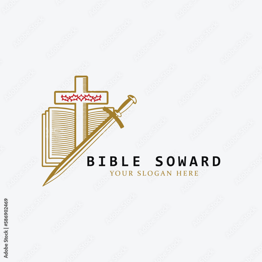 bible sword church logo design vector Stock Vector | Adobe Stock