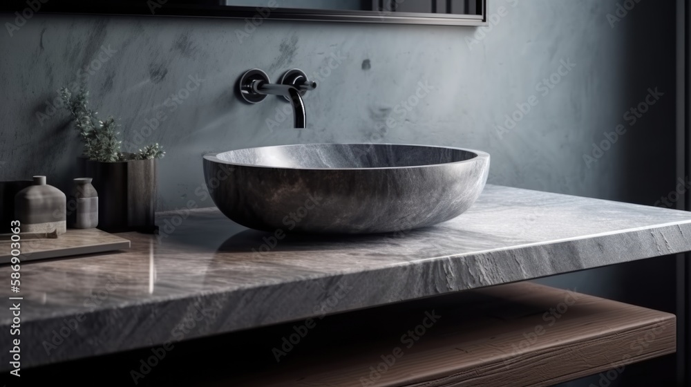 Contemporary Stone Sink Design: Natural Stone, Grey Colors, and 4K ...