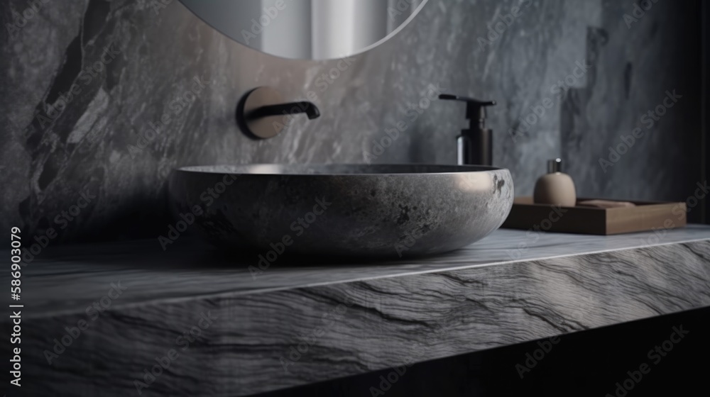 Contemporary Stone Sink Design: Natural Stone, Grey Colors, and 4K ...