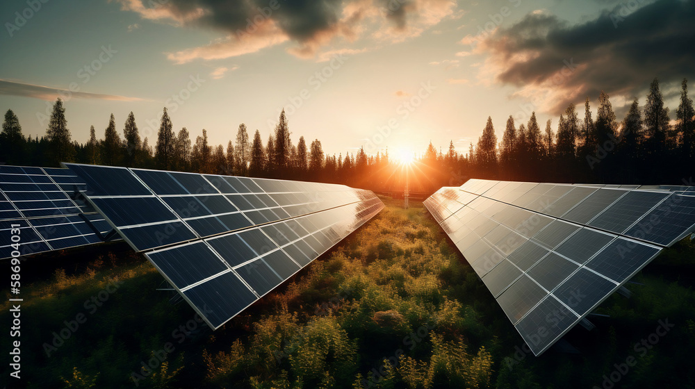 renewable energy background with green energy as wind turbines and ...
