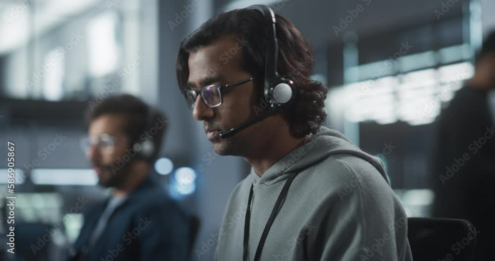 Portrait of a Smart Young Indian Specialist Working in a Technological ...