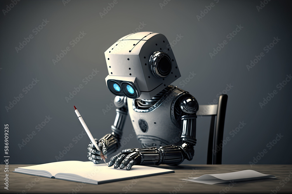 AI writer, generative AI robot writing like a human author or blogger ...