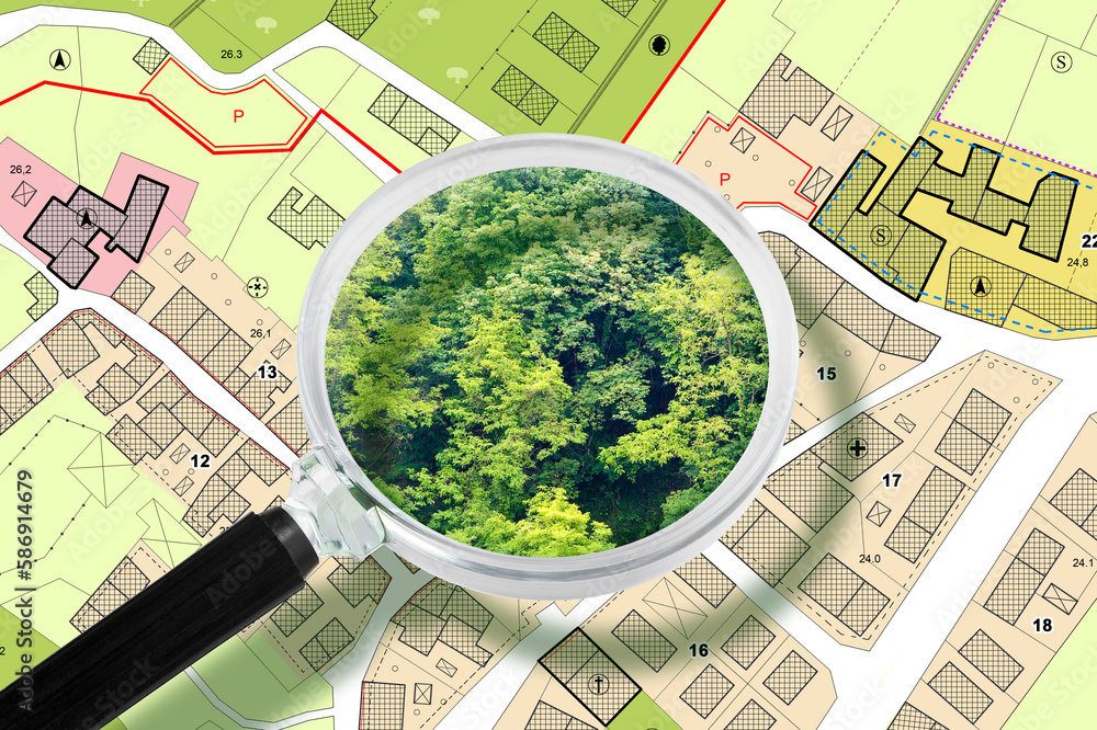 Foto de Imaginary Cadastral and General Urban Planning with buildings ...