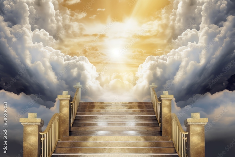 Heaven stairs god. Sky clouds light. Generate Ai Stock Illustration ...