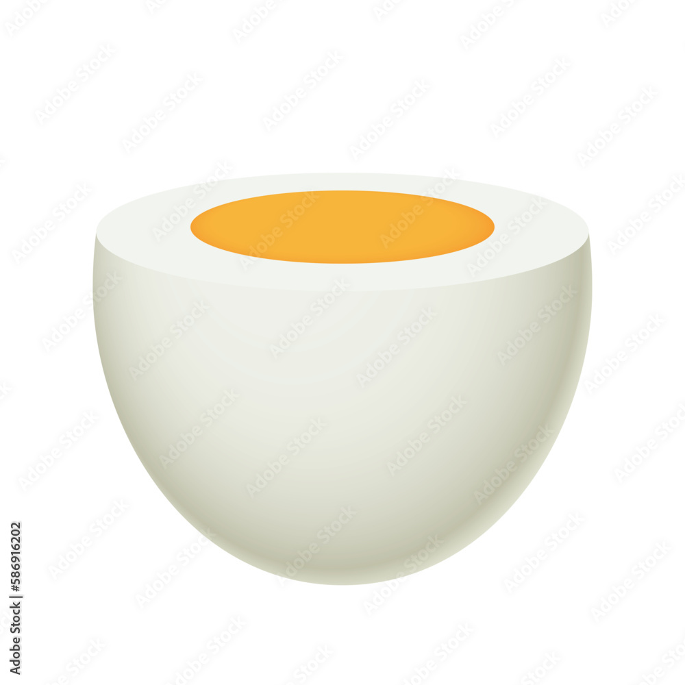 half an egg, white and yolk - peeled and sliced egg - illustration on ...