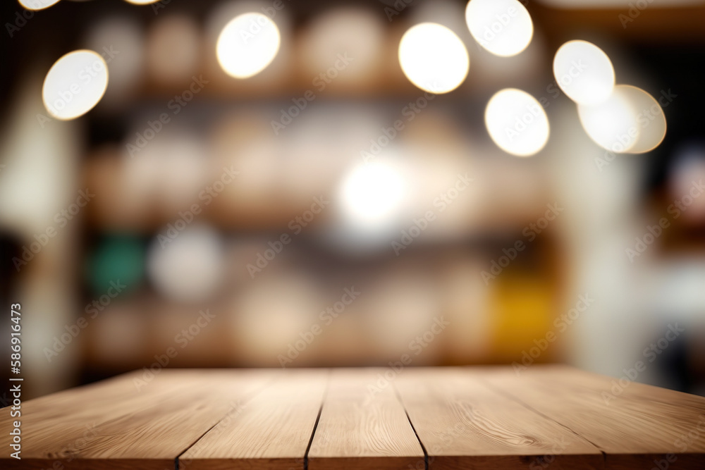 Tabletop view on modern product display in grocery or department store ...