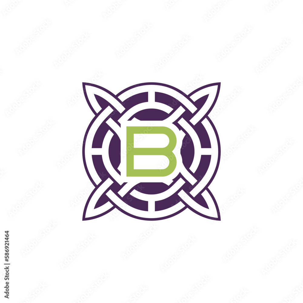 Initial letter B intersection pattern frame Celtic knot logo Stock ...