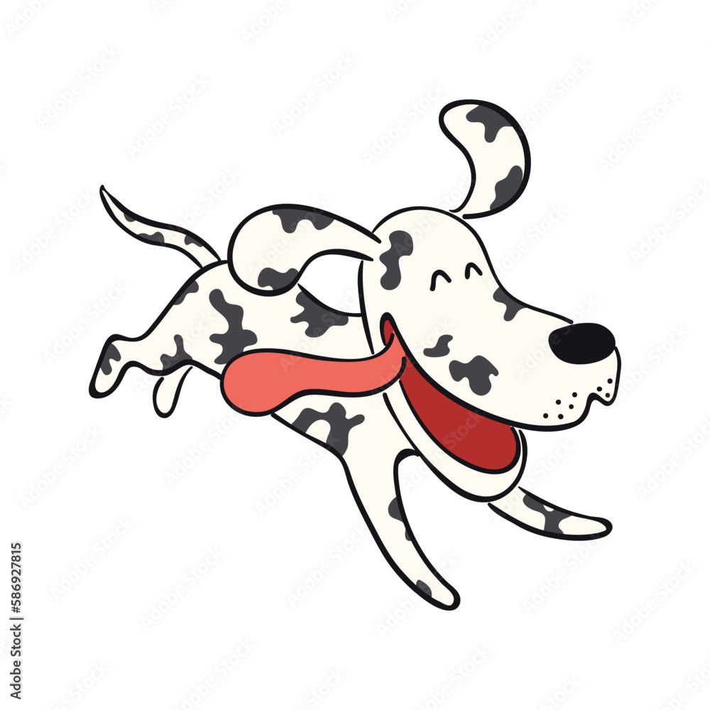 Cute cartoon dog, puppy running funny character illustration. Hand ...
