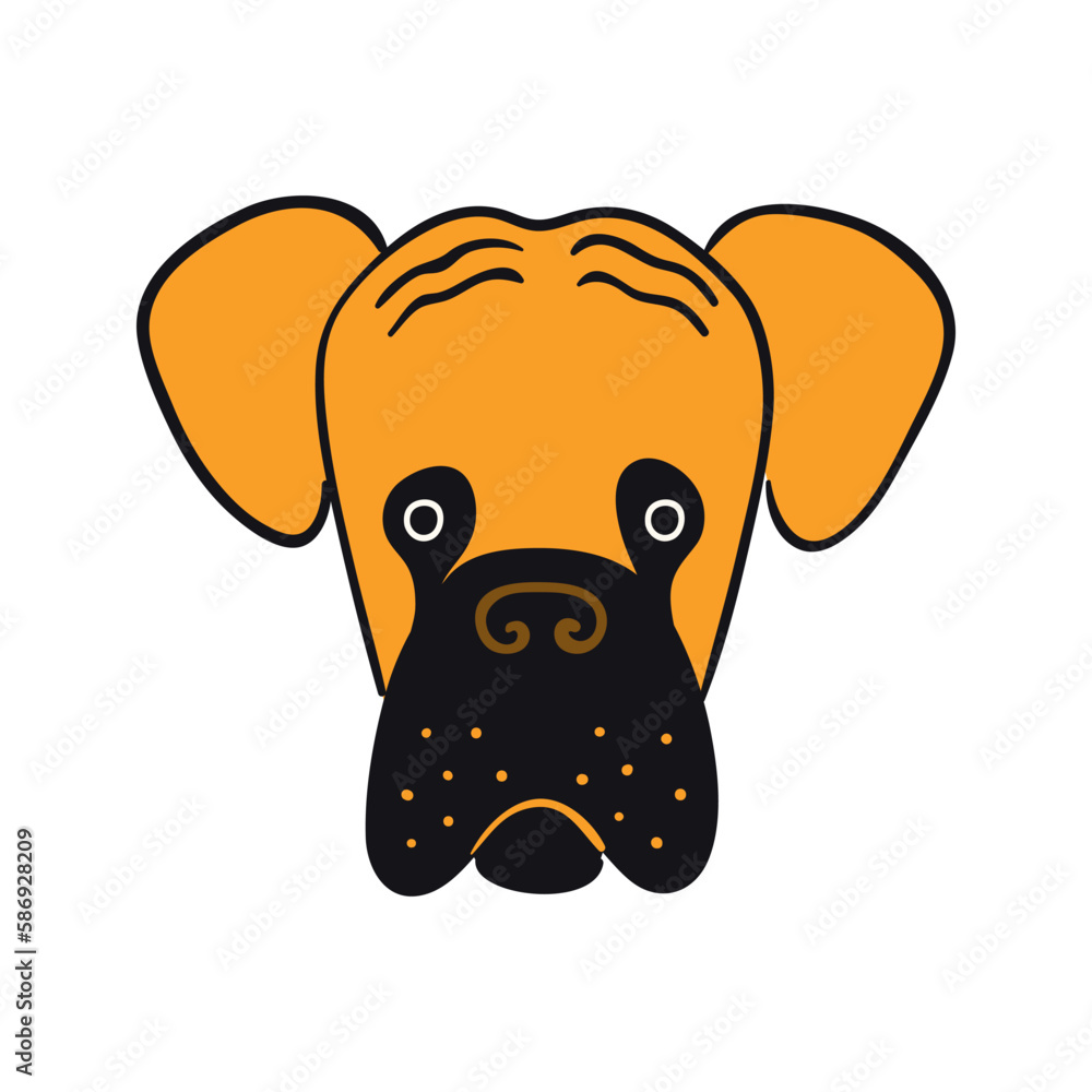 Boxer dog, puppy face cute funny cartoon character illustration. Hand ...