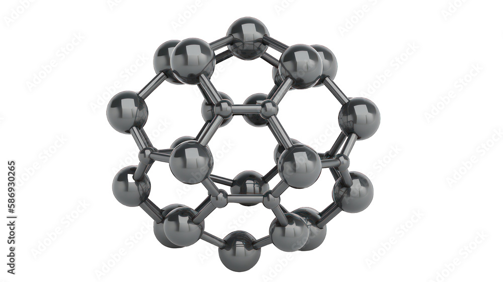 Buckyball or buckminsterfullerene molecule isolated on transparent ...