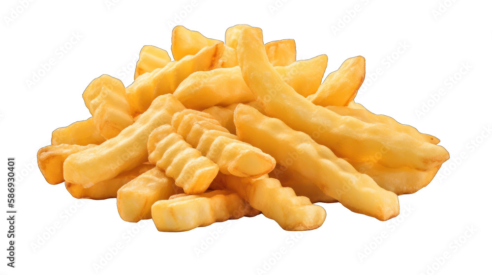 Crinkle cut french fries isolated on white background. Transparent ...