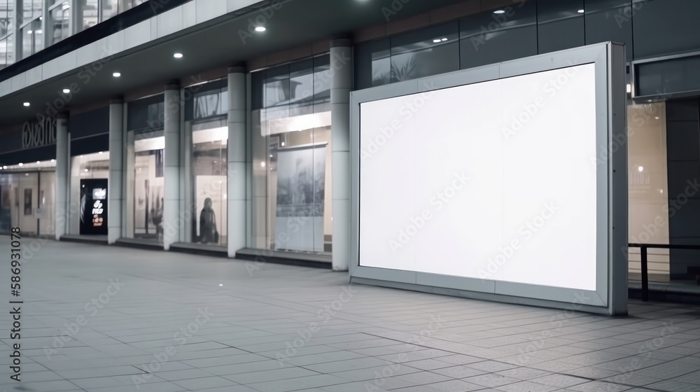 Mockup of advertising space in a public shopping center, mall, or ...