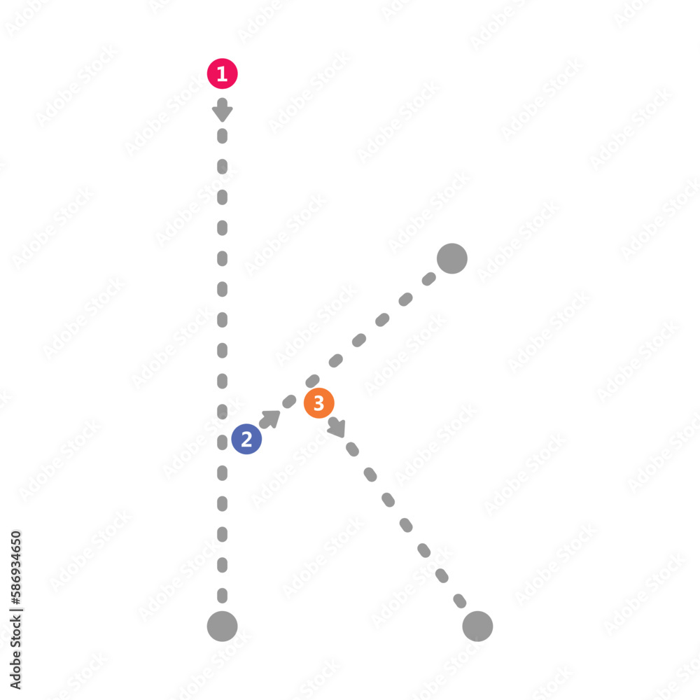 Tracing alphabet letter k lowercase prewriting dotted line element for ...