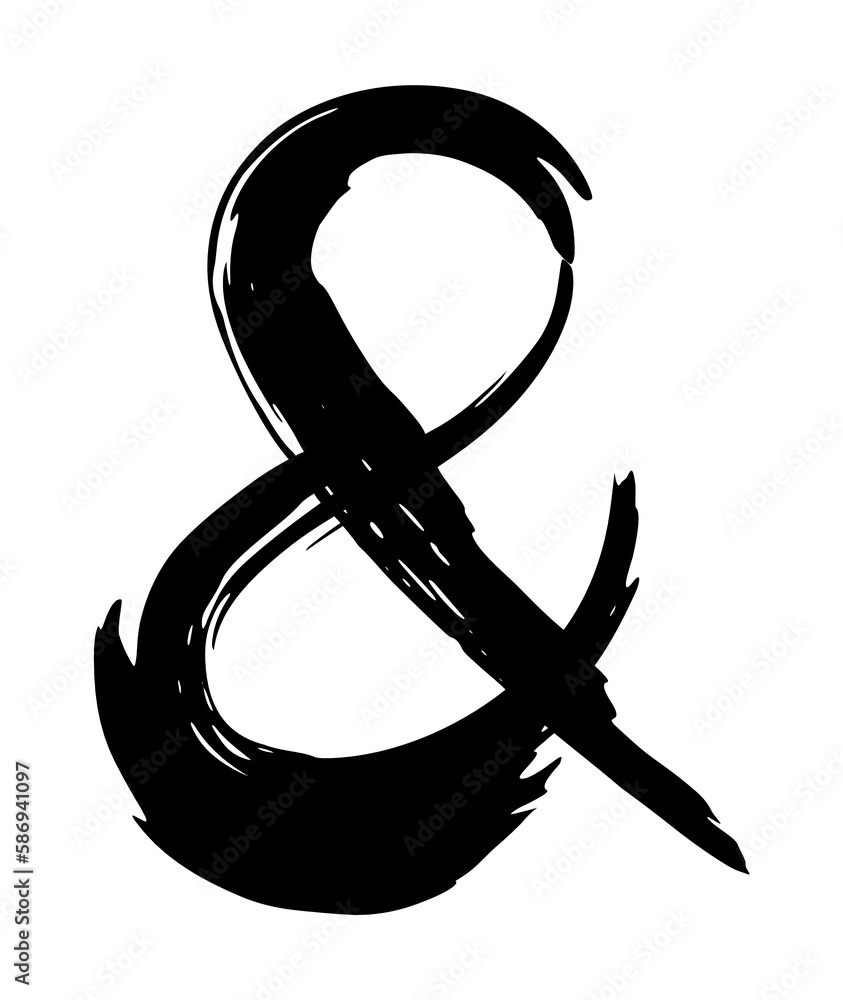 Handdrawn ampersand symbol, hand painted with ink brush. Png clipart ...