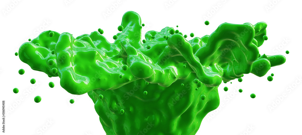 Green slime or paint liquid splash isolated on transparent background ...