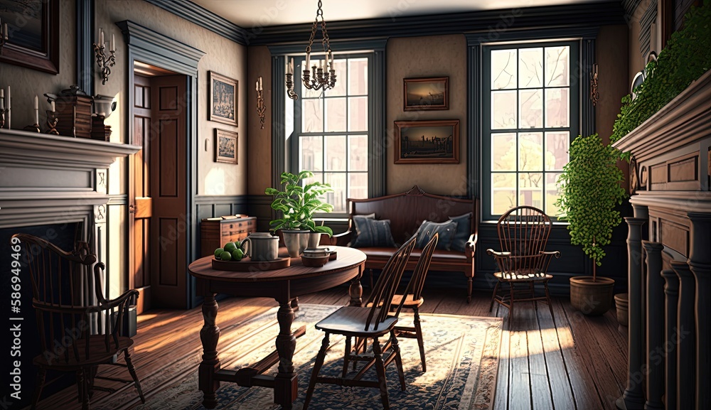 American colonial interior, where every corner is a masterpiece of ...