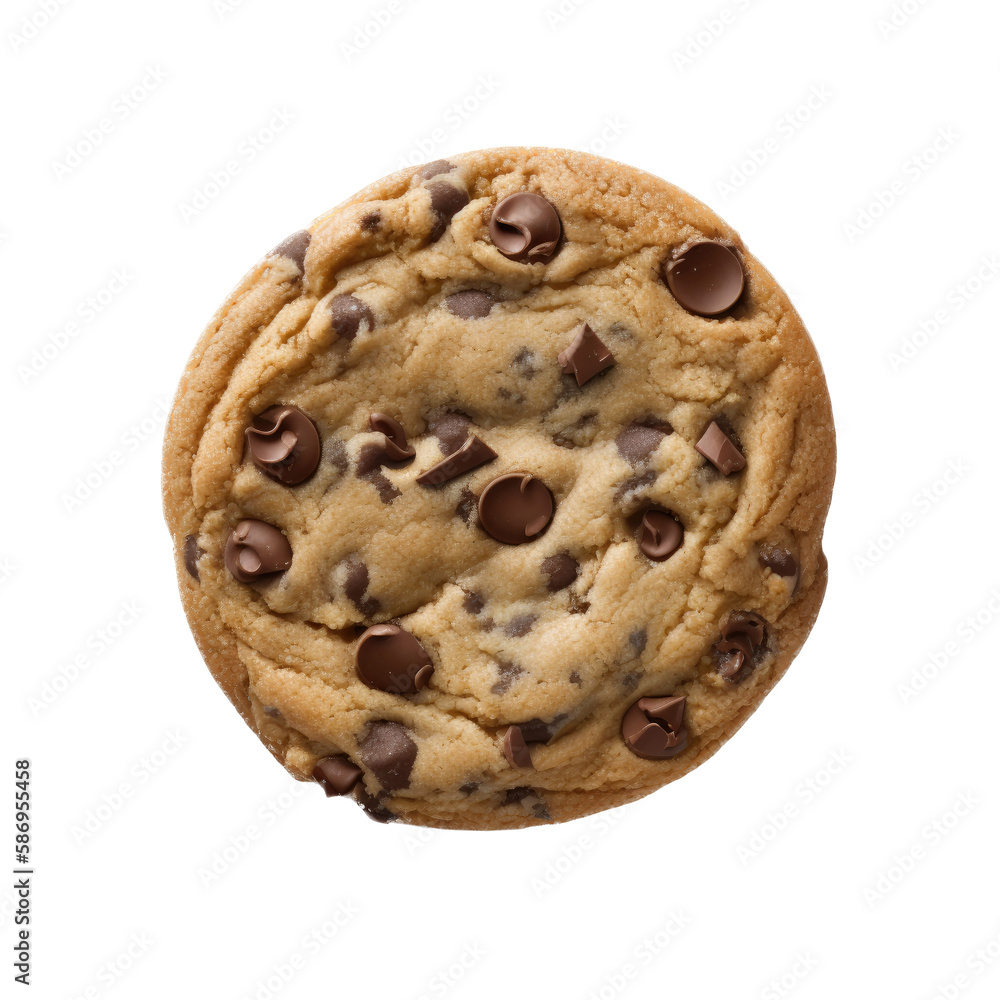 a single chocolate chip cookie, png, transparent background, generative ...