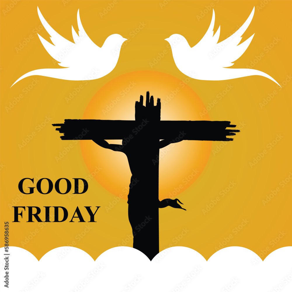 Good Friday Background in Flat Design, Good Friday with Cross and Dove ...
