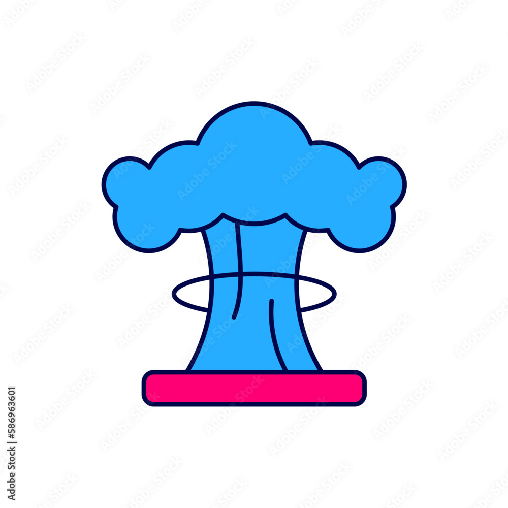 Filled outline Nuclear explosion icon isolated on white background ...