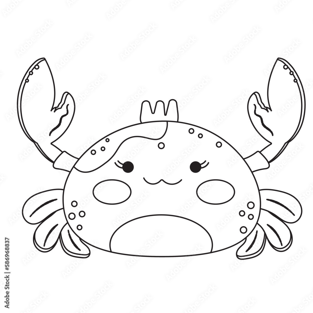 cartoon crab crown line art coloring picture illustration Stock Vector ...