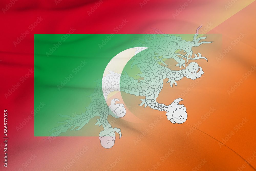 Maldives and Bhutan national flag transborder contract MDV Stock Photo ...