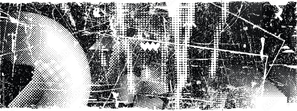 Glitch distorted grungy isolated banner . Design element for brochure ...