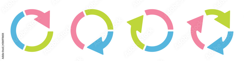 Vetor de Arrow on circle vector. Set of arrows at the end of circles ...