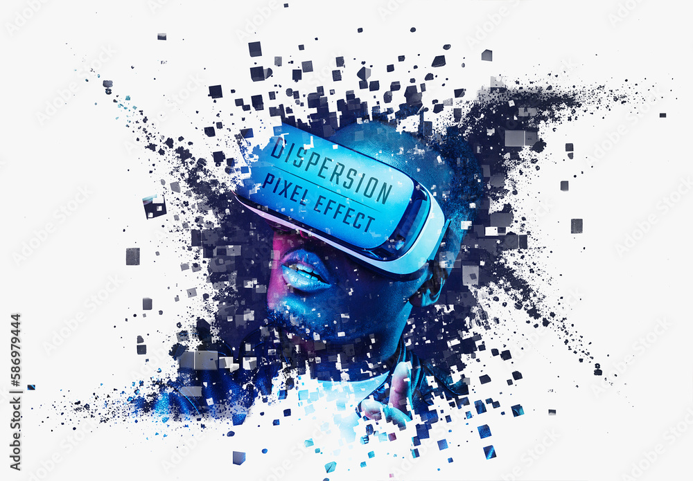 Dispersion Photo Effect with Pixels Decomposition Mockup Stock Template ...