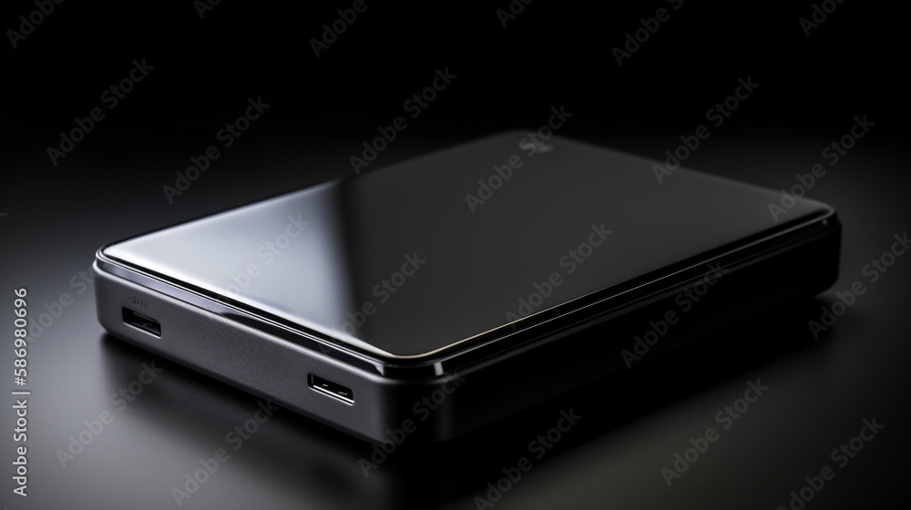 ภาพประกอบสต็อก A compact and powerful external hard drive, with a sleek ...