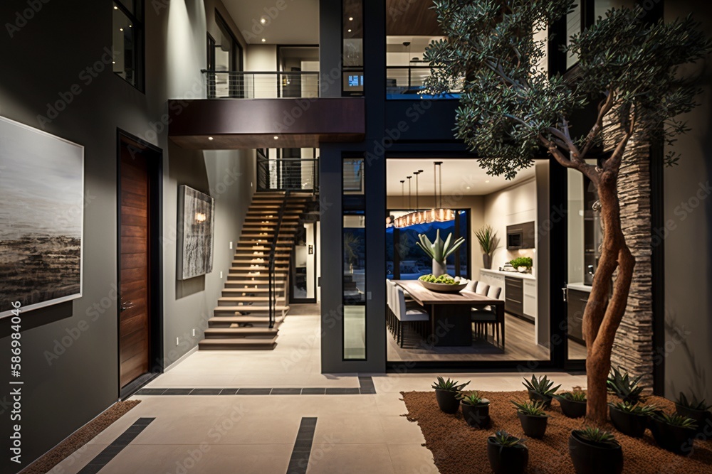 Modern Two-Story Home with State-of-the-Art Security System, Generative ...