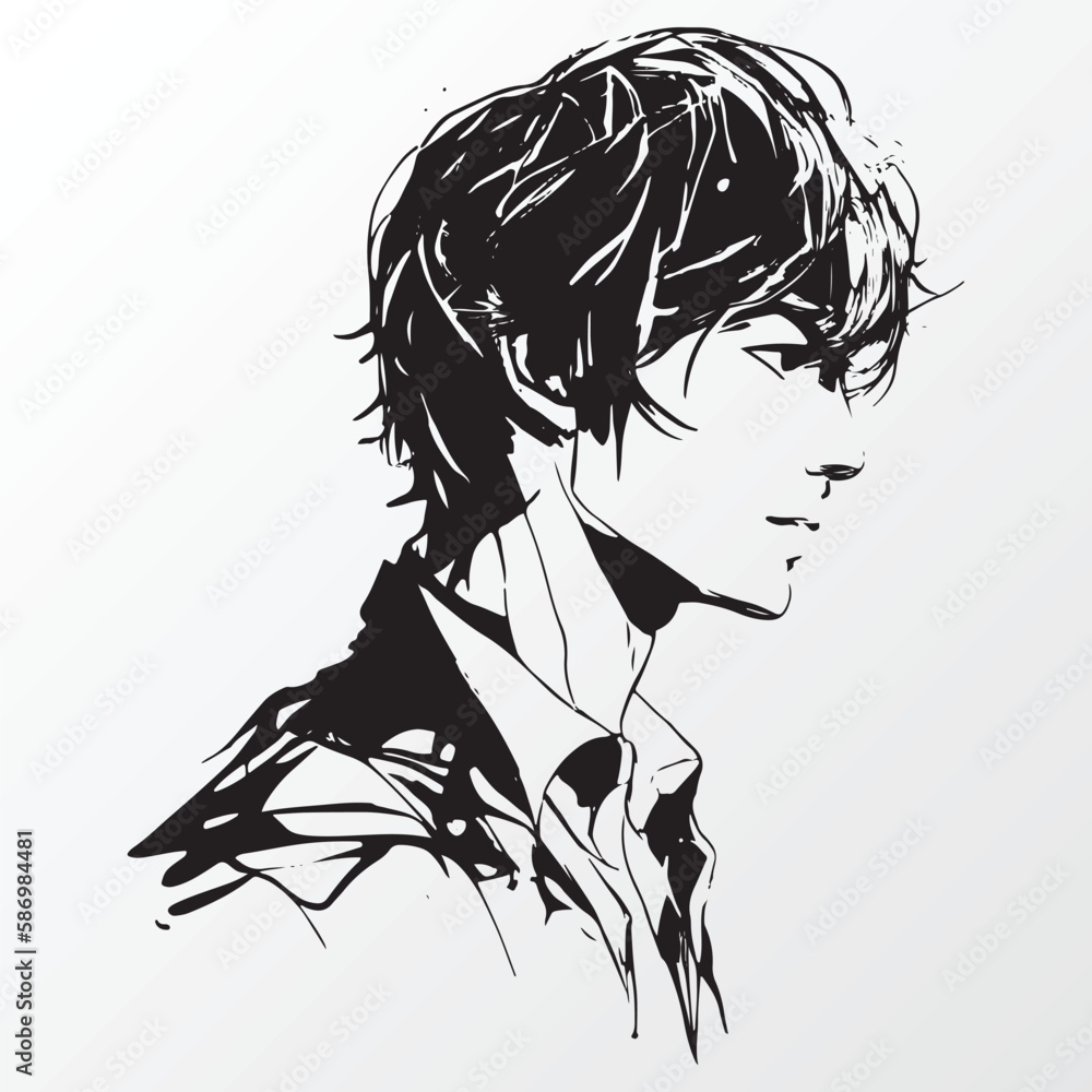 Cartoon man character sketch in anime style Stock Vector | Adobe Stock