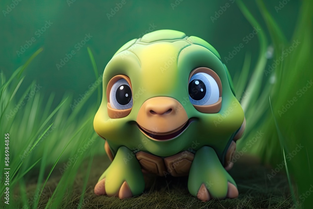 A Cute Adorable Baby Turtle Cartoon for Children: A Fun Three ...