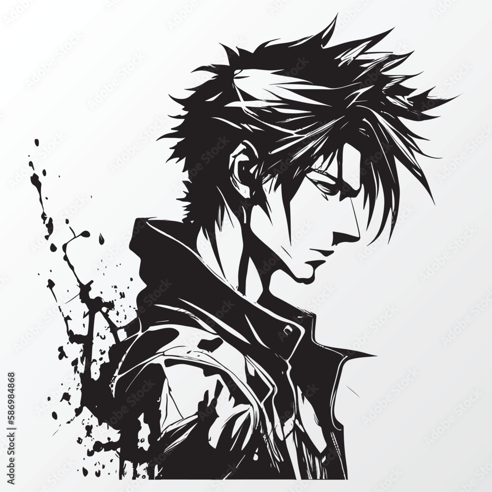 Cartoon man character sketch in anime style Stock Vector | Adobe Stock