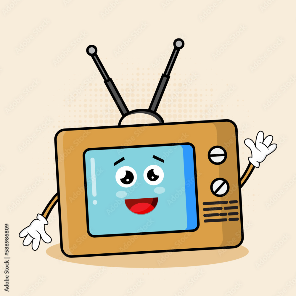 Cute Television Character Vector Illustration, A cute television ...