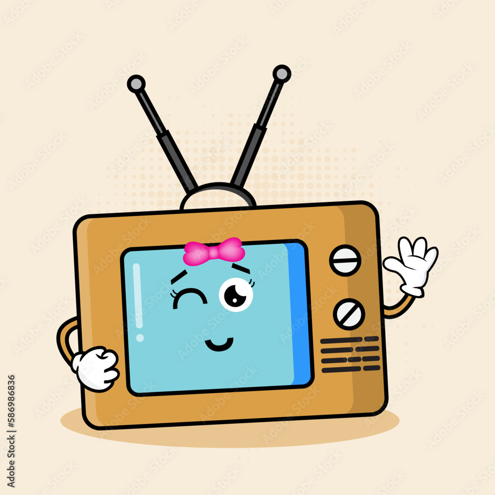 Cute Television Character Vector Illustration, A cute television ...