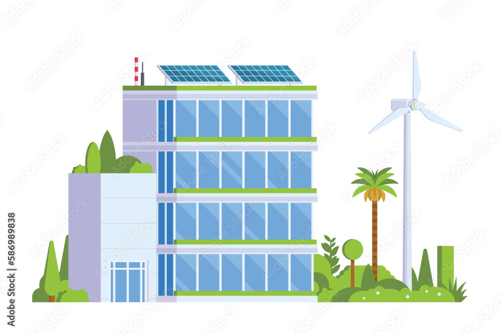 Vector elements representing Green Powered Building. Eco Concept city ...